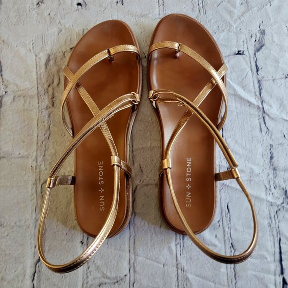 Sun & Stone | Shoes | Sun Stone Gold Strappy Sandals | Poshmark